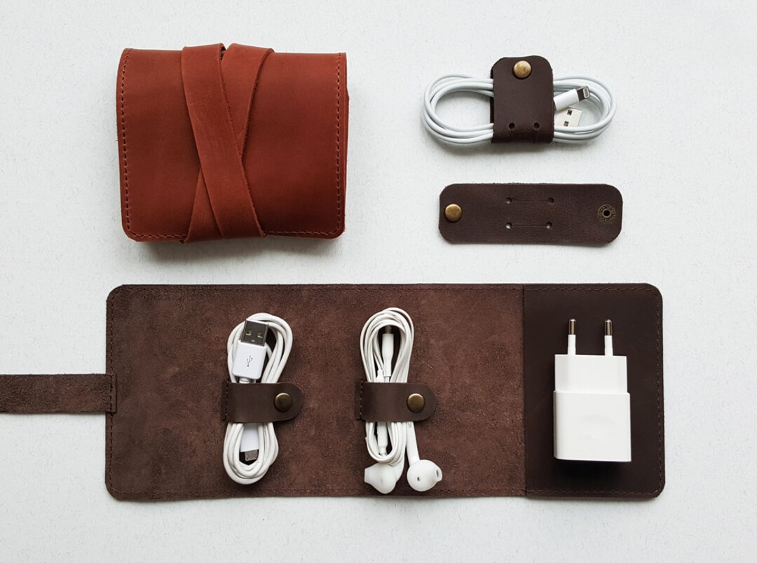 Cable Organizer Personalized Leather Minimalistic Cable - Etsy