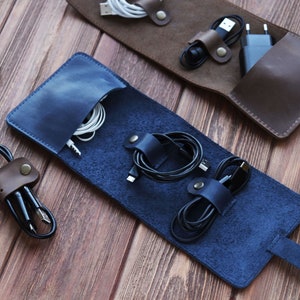 Cable Organizer Personalized Leather Minimalistic Cable - Etsy