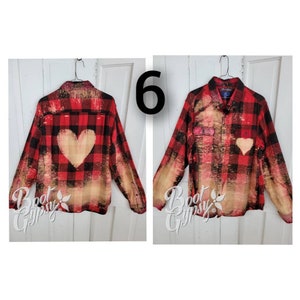 Bleached Heart Flannel Shirt for Valentine's Day - Etsy