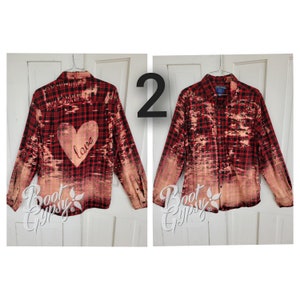 Bleached Heart Flannel Shirt for Valentine's Day Upcycled Flannel Boho ...