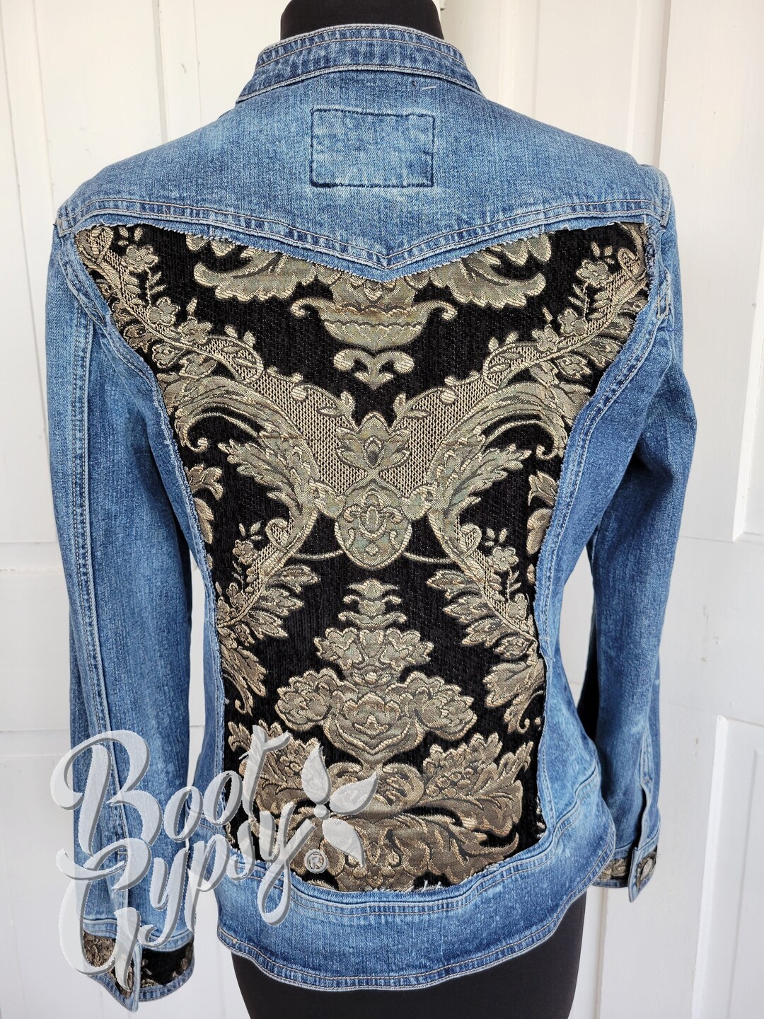 Upcycled LAL Denim Jacket With Fabric Inserts Holiday Jacket Party ...