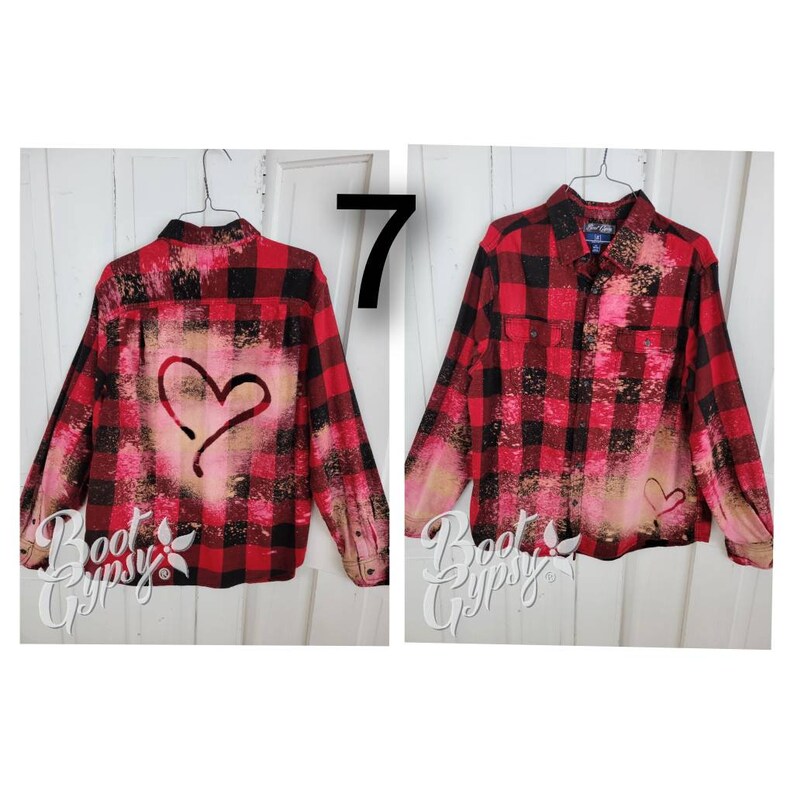 Bleached Heart Flannel Shirt for Valentine's Day - Etsy
