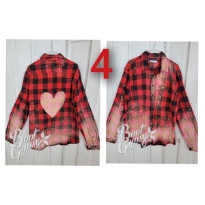 Bleached Heart Flannel Shirt for Valentine's Day - Etsy