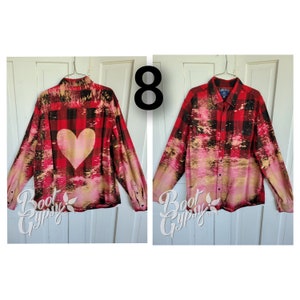 Bleached Heart Flannel Shirt for Valentine's Day - Etsy