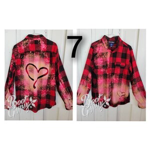 Bleached Heart Flannel Shirt for Valentine's Day - Etsy