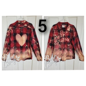 Bleached Heart Flannel Shirt for Valentine's Day Upcycled Flannel Boho ...