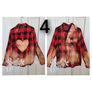 Bleached Heart Flannel Shirt for Valentine's Day - Etsy