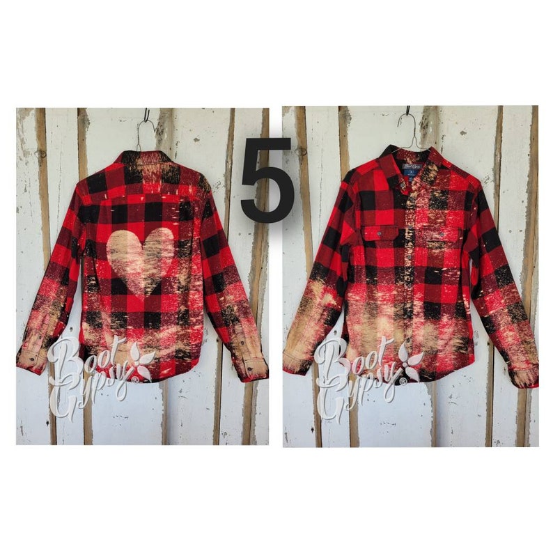 Bleached Heart Flannel Shirt for Valentine's Day - Etsy