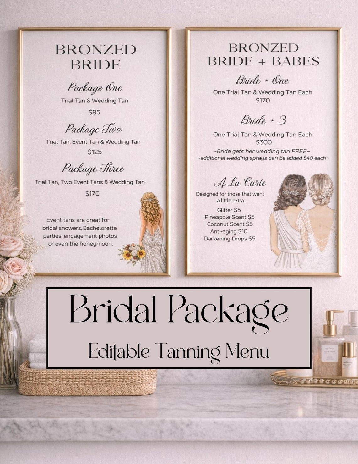 Spray Tan Price List Printable | Bridal Tanning Packages | Wedding ...