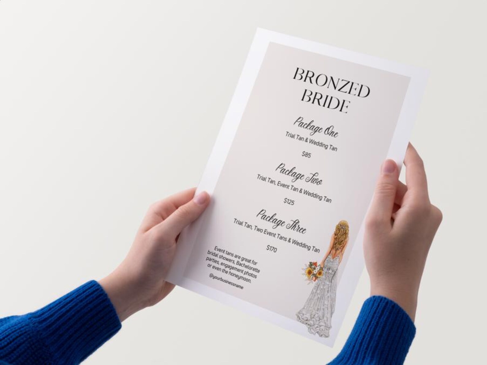Spray Tan Price List Printable | Bridal Tanning Packages | Wedding ...