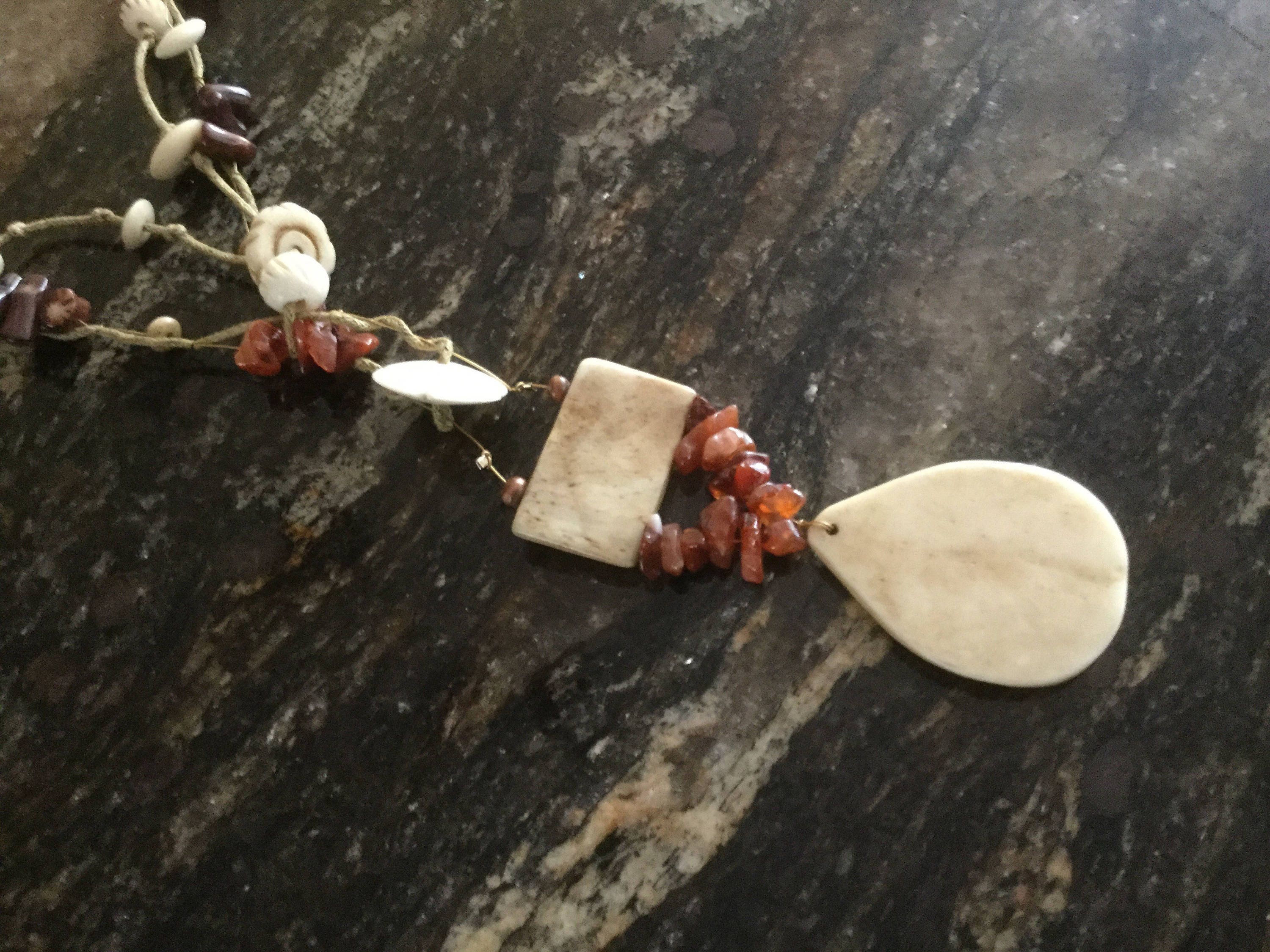 First Nations Bone and Bead Necklace - Etsy