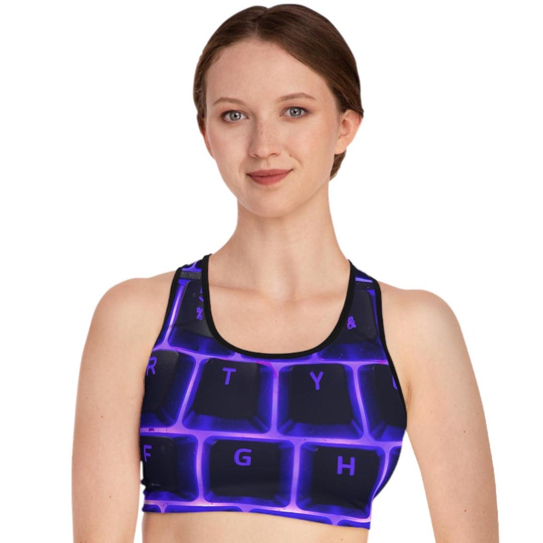 Neon Keyboard Sports Bra, Cyberpunk Activewear, Gamer Gift - Etsy
