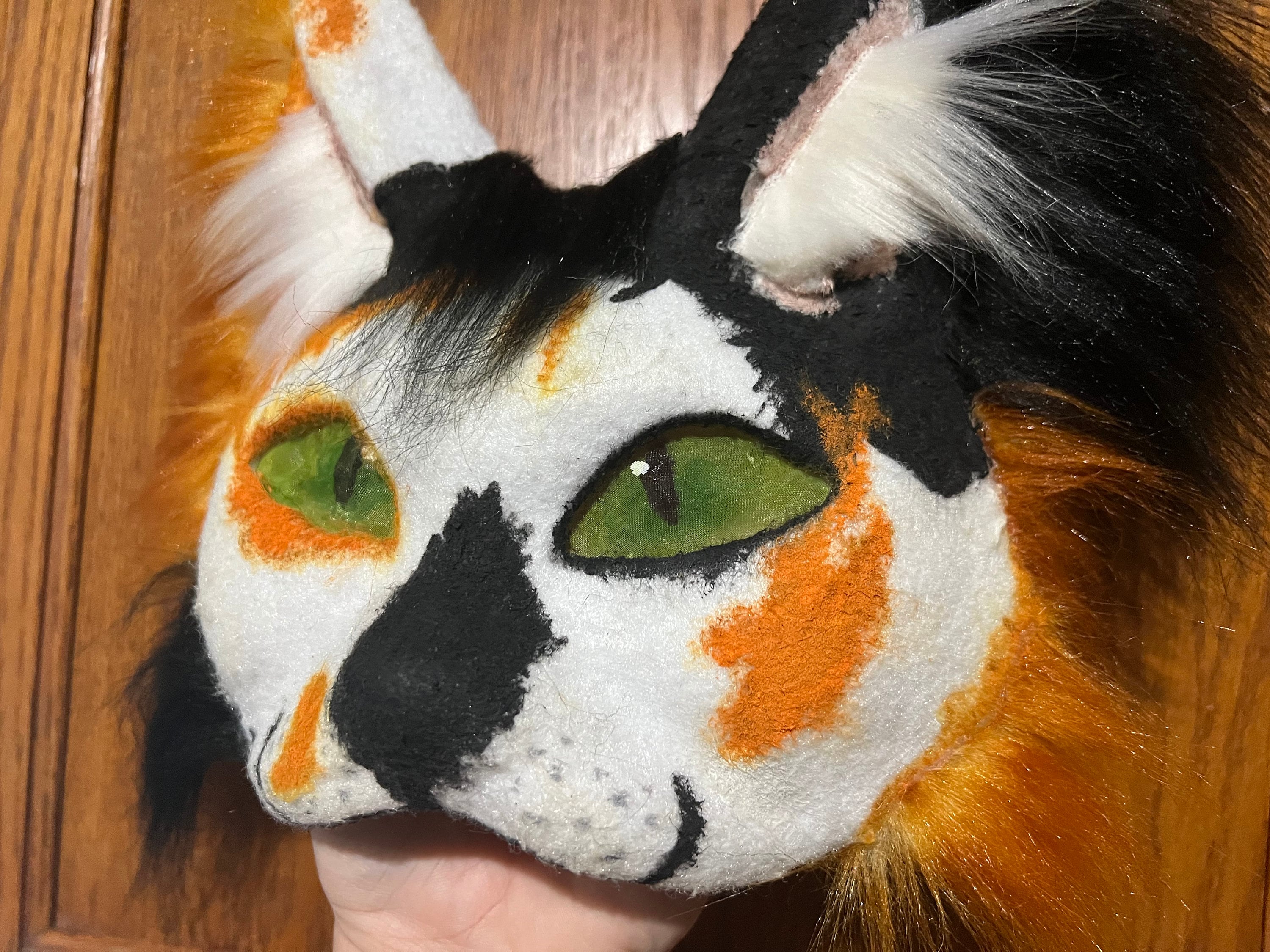 Fluffy Calico Cat Therian Mask - Etsy