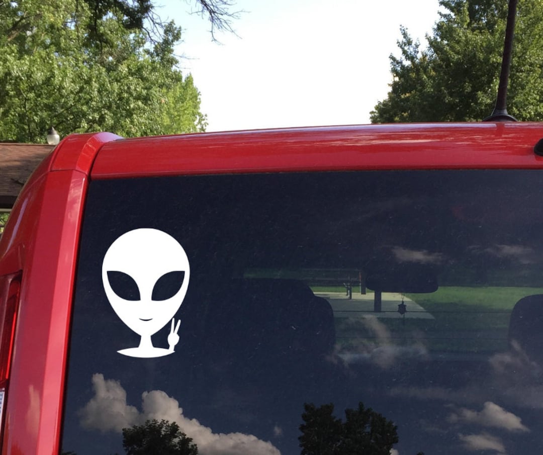 Alien Car Decal Alien With Peace Sign Alien Car Sticker - Etsy