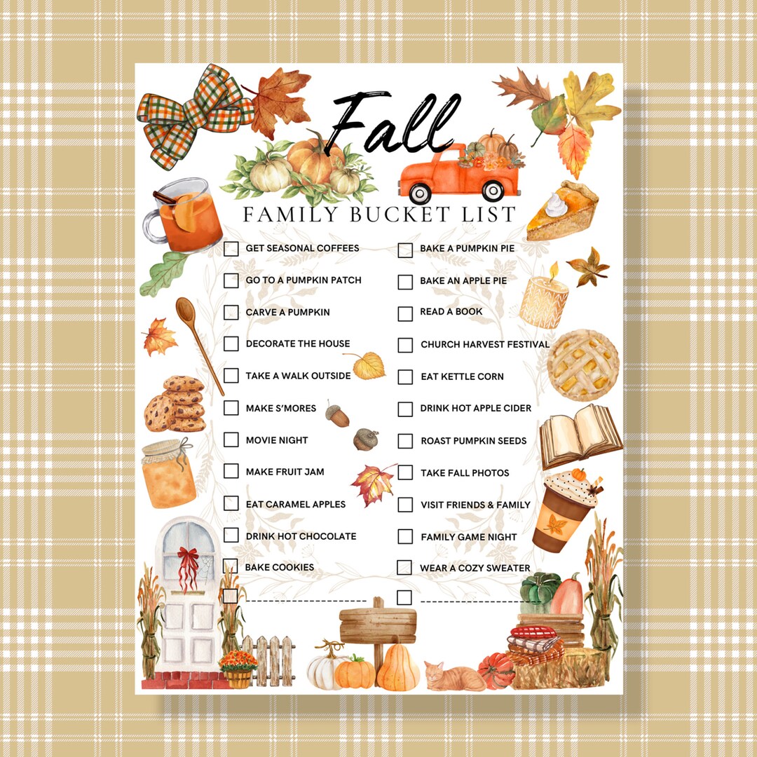 Fall Family Bucket List Printable, Fall Checklist, Farm Truck ...
