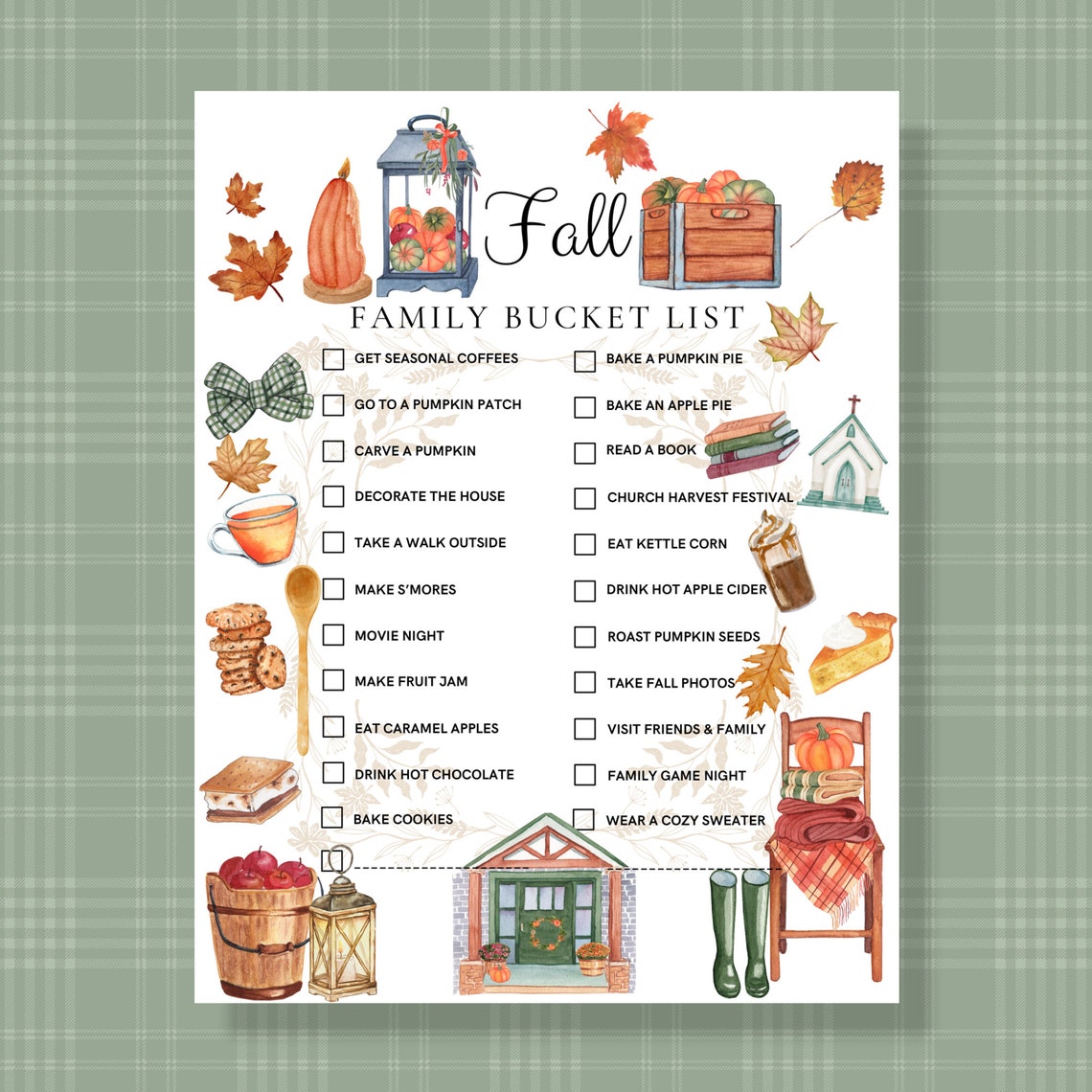 Fall Family Bucket List Printable, Fall Checklist, Fall Lantern ...