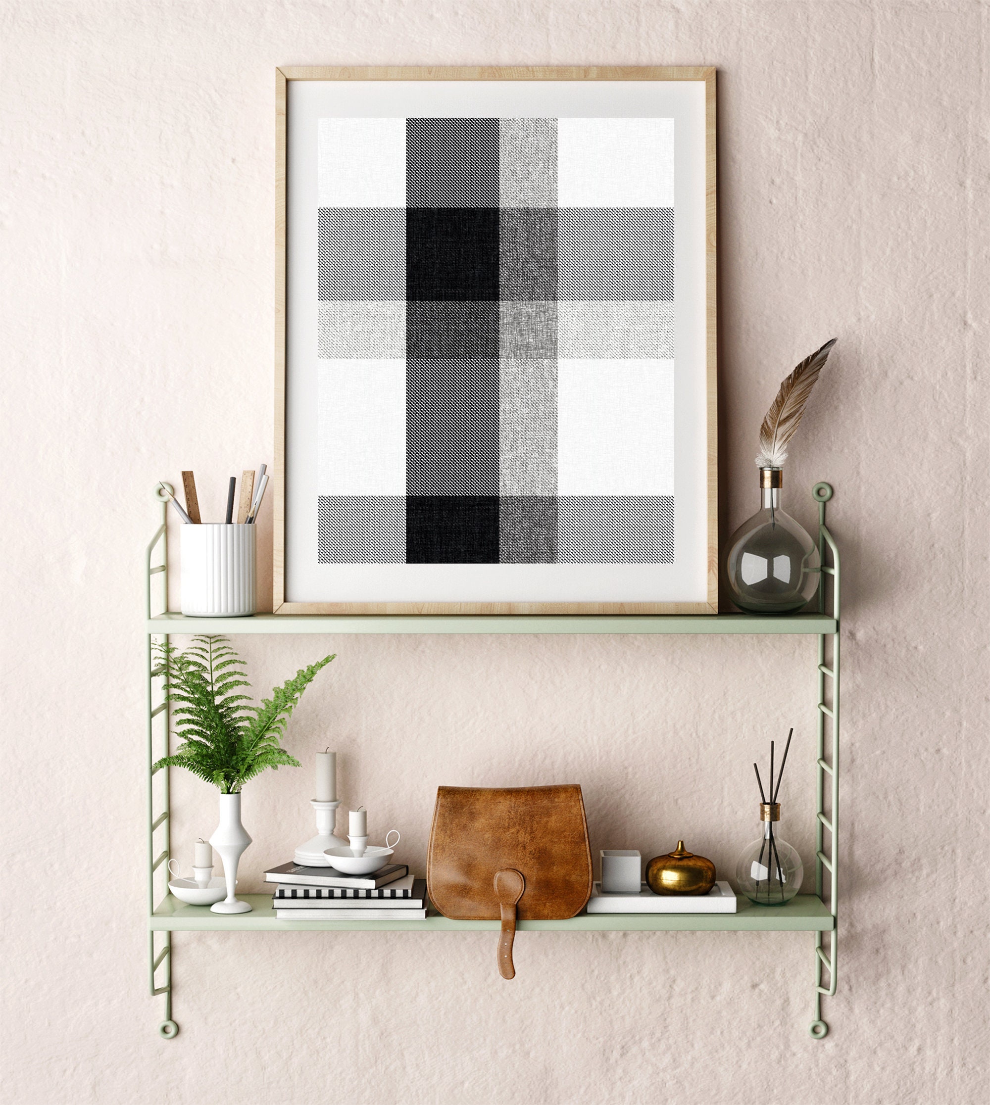 White & Black Farmhouse Plaid Fall Winter Digital Download Printable ...