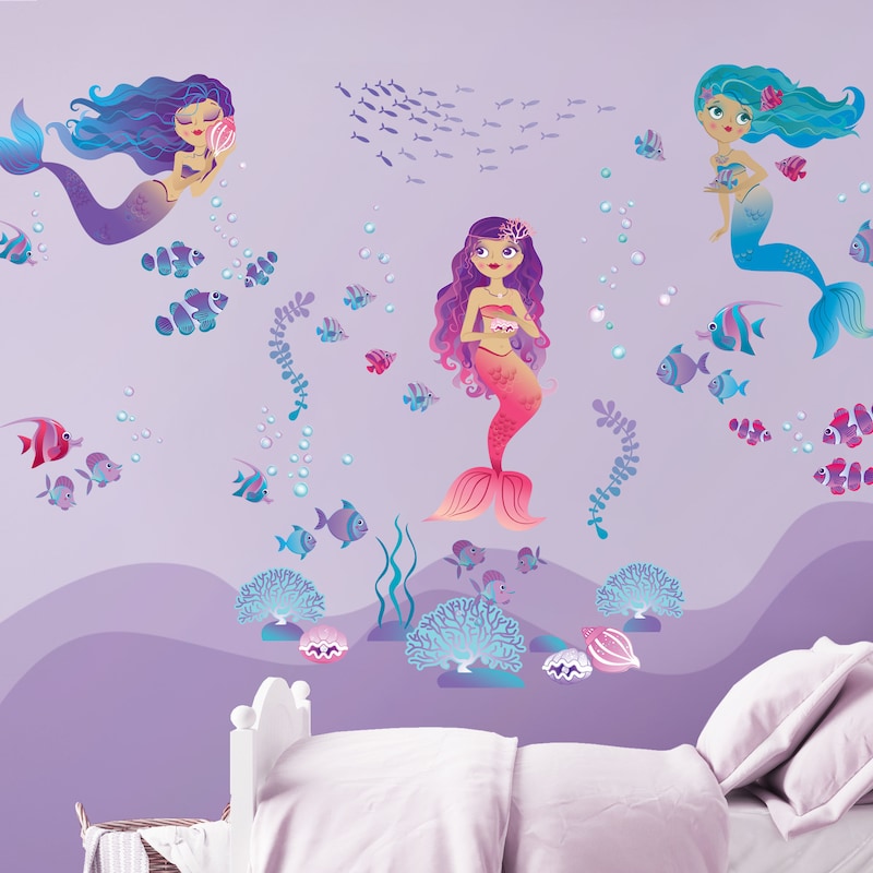 Kids Mermaid Wall Sticker - Etsy