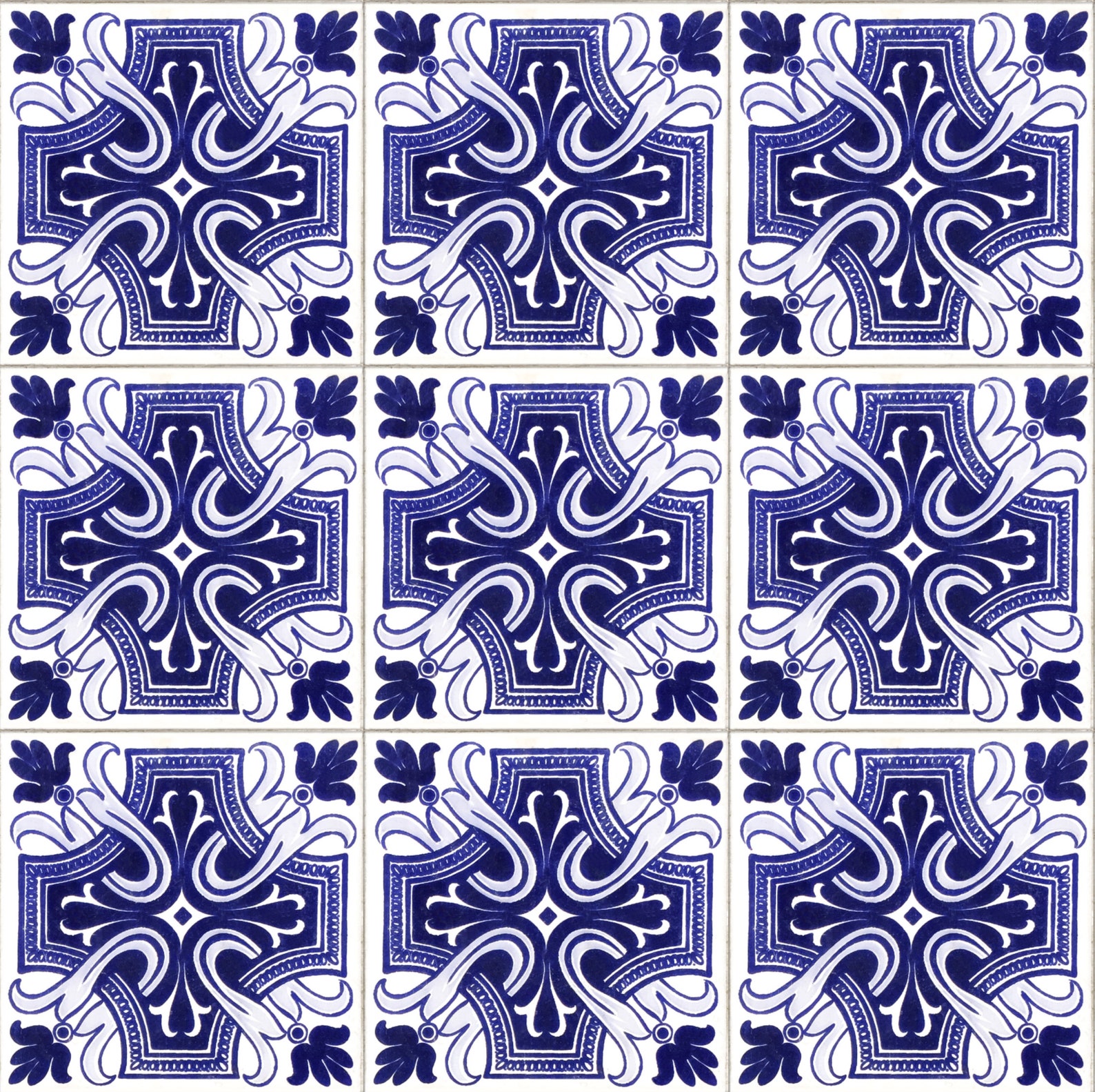 Blue Moroccan Tile Repositionable Removable Wallpaper Peel & | Etsy