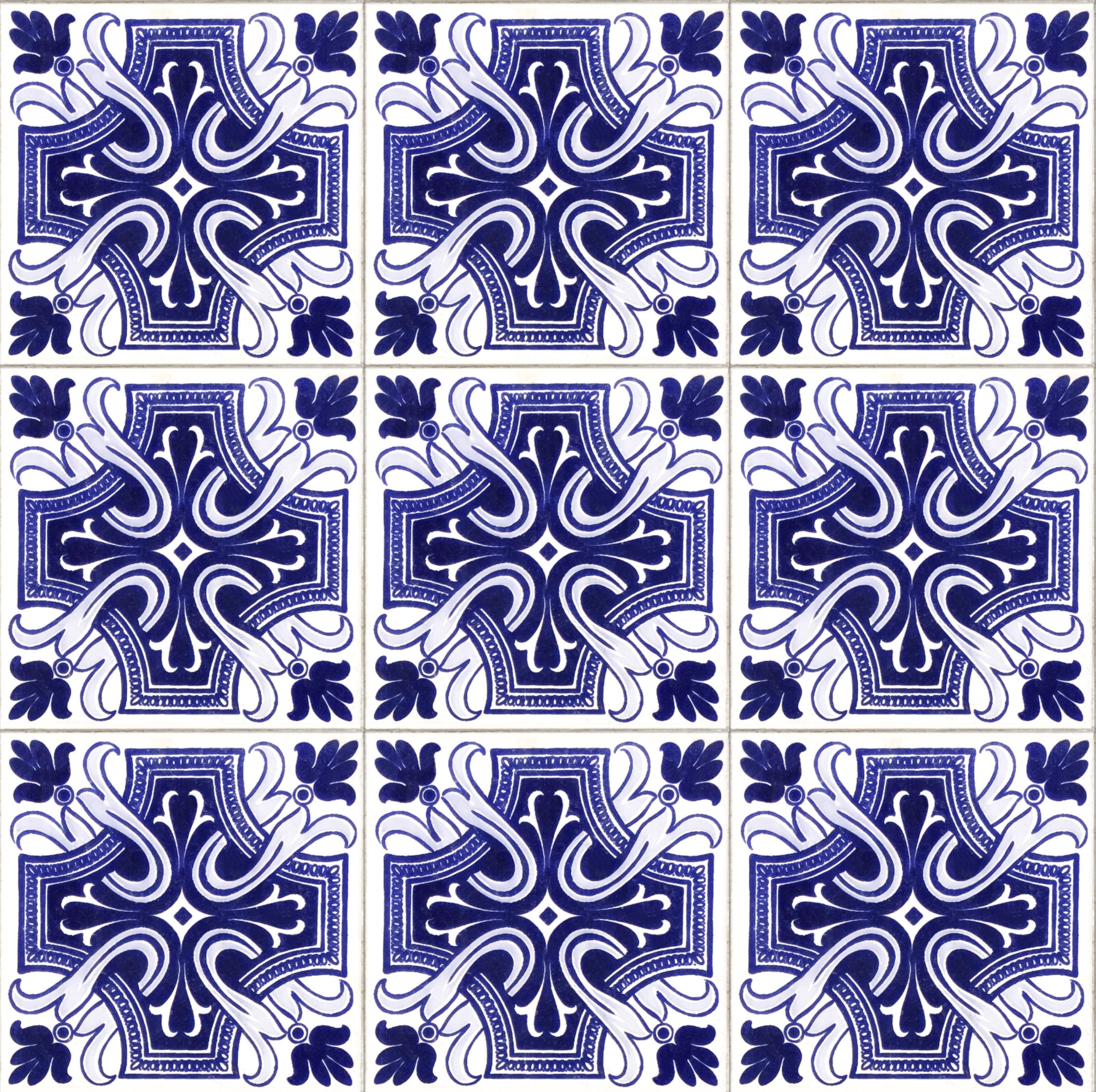 Blue Moroccan Tile Repositionable Removable Wallpaper, Peel & Stick ...