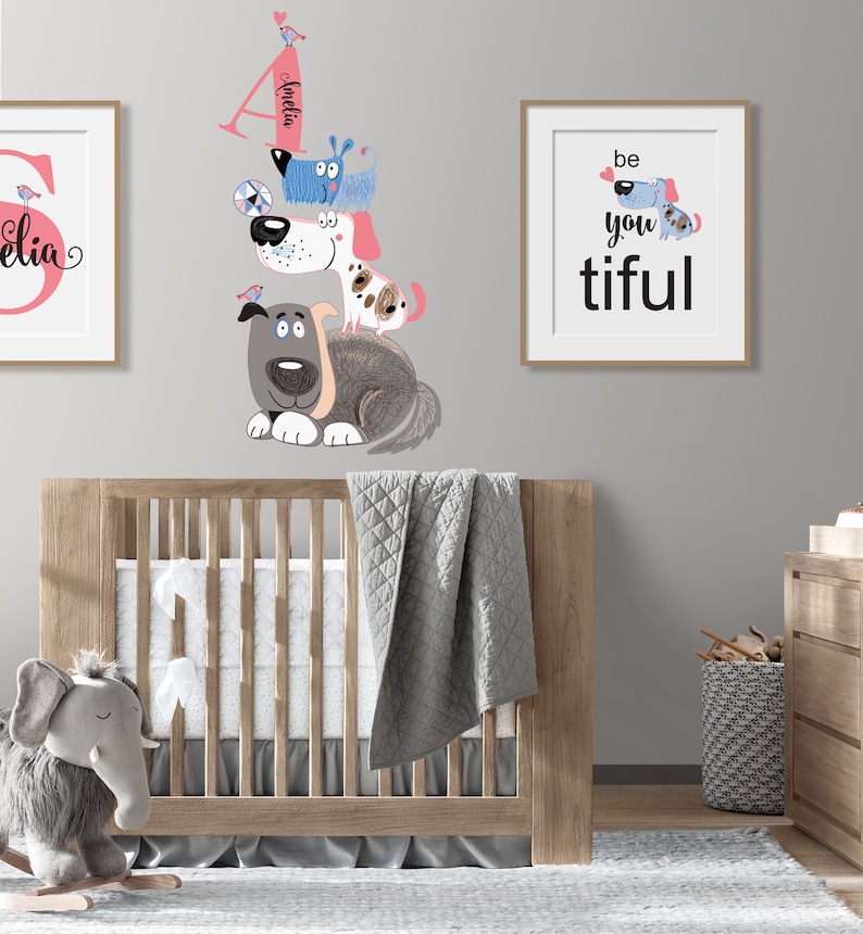 Dogs Puppy Themed Personalized Name Custom Initial | Etsy