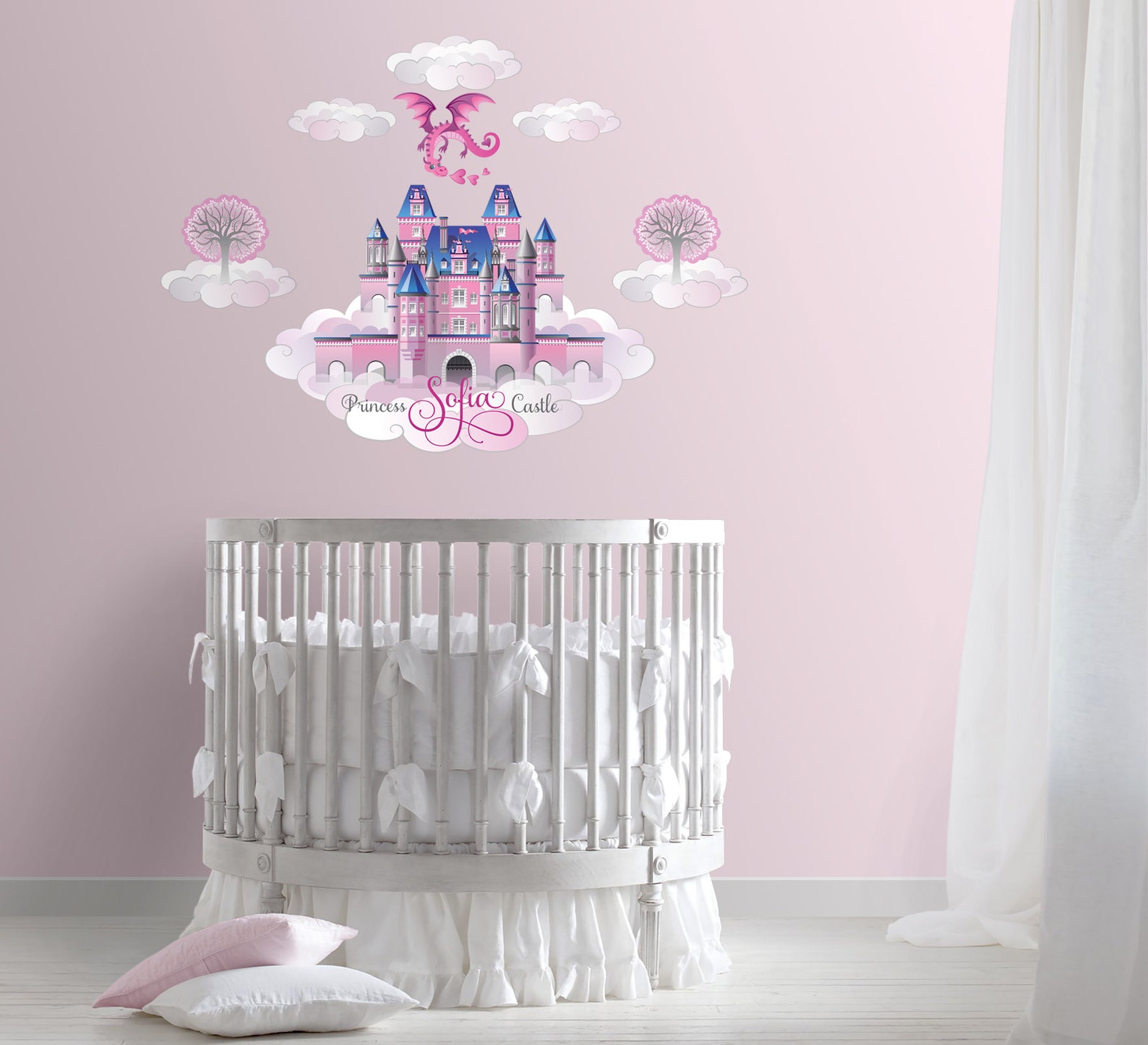 Princess Castle Personalized Name Fabric Repositionable Wall Decal ...