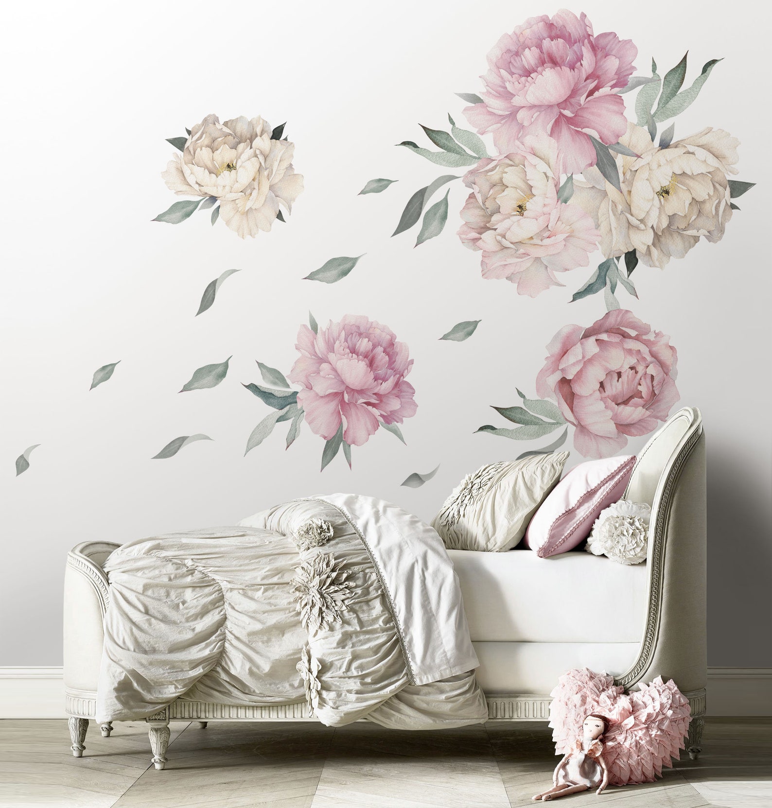 Watercolor Peonies Repositionable Decal Peel and Stick Decal | Etsy