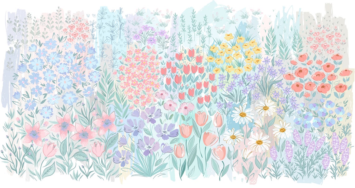 Floral Mural Repositionable Removable Wallpaper, Peel & Stick Fabric ...