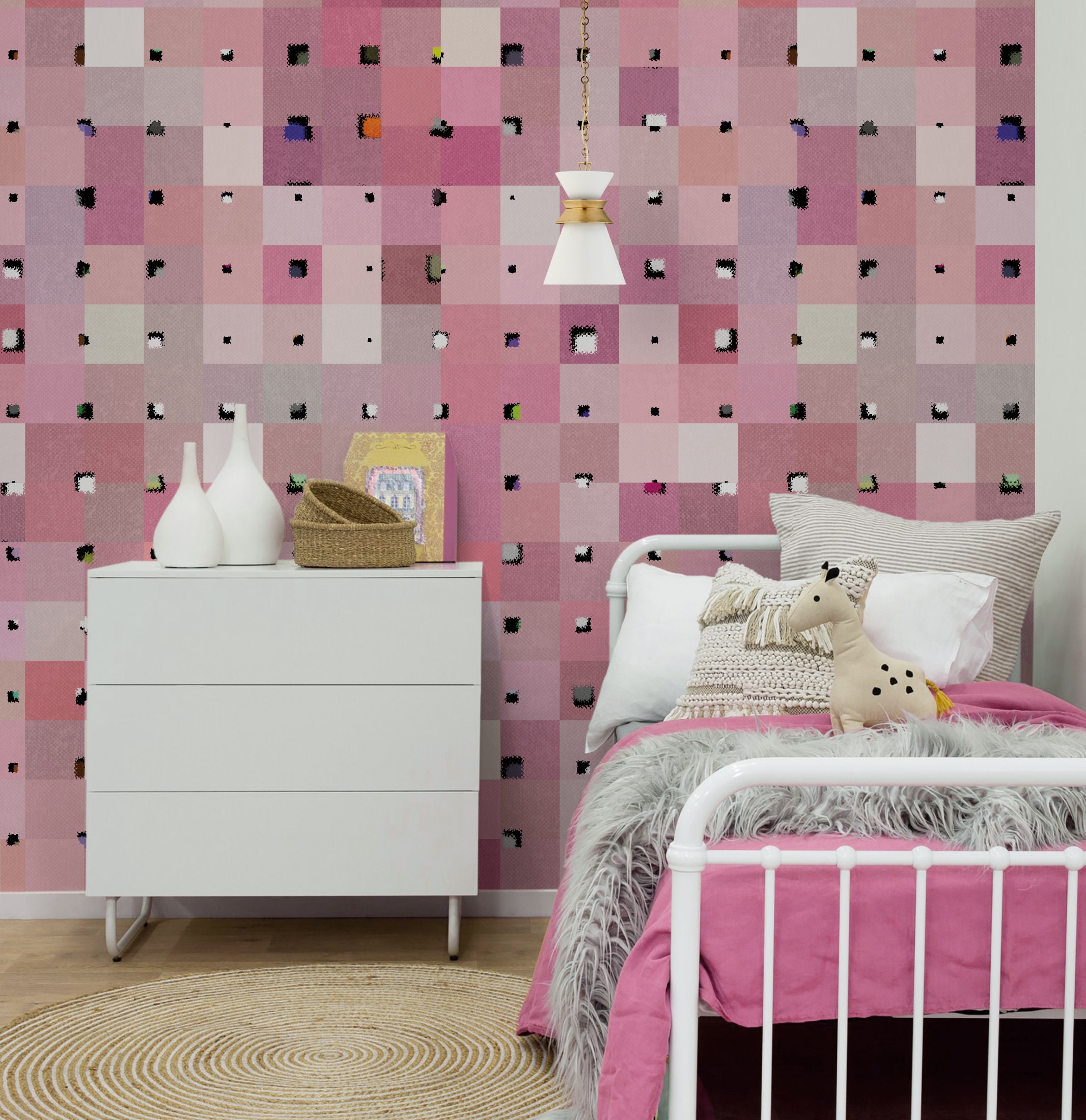 Squares Repositionable Wallpaper, Peel & Stick Wallpaper, Fabric ...