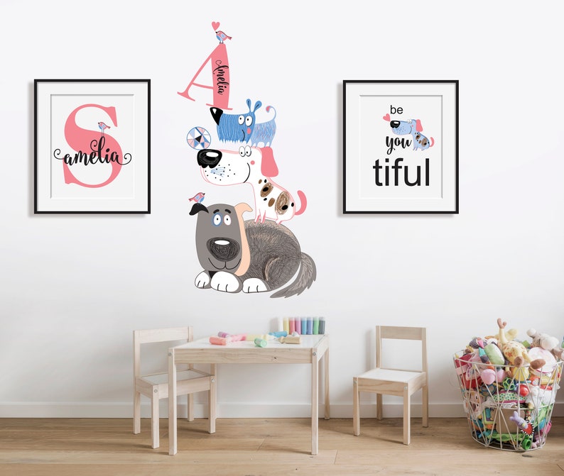 Dogs Puppy Themed Personalized Name Custom Initial | Etsy