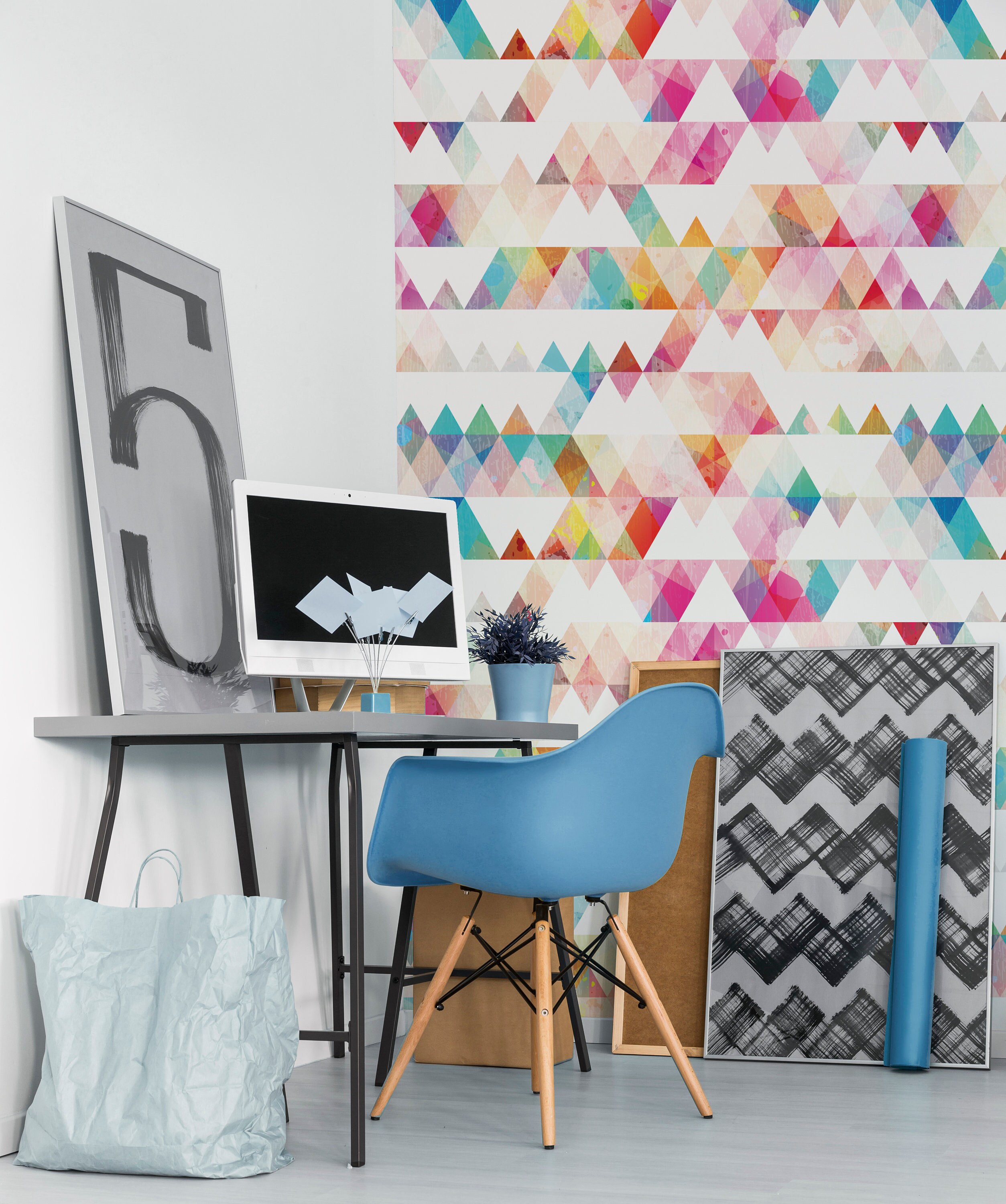 Triangles Repositionable Wallpaper Peel & Stick Wallpaper - Etsy