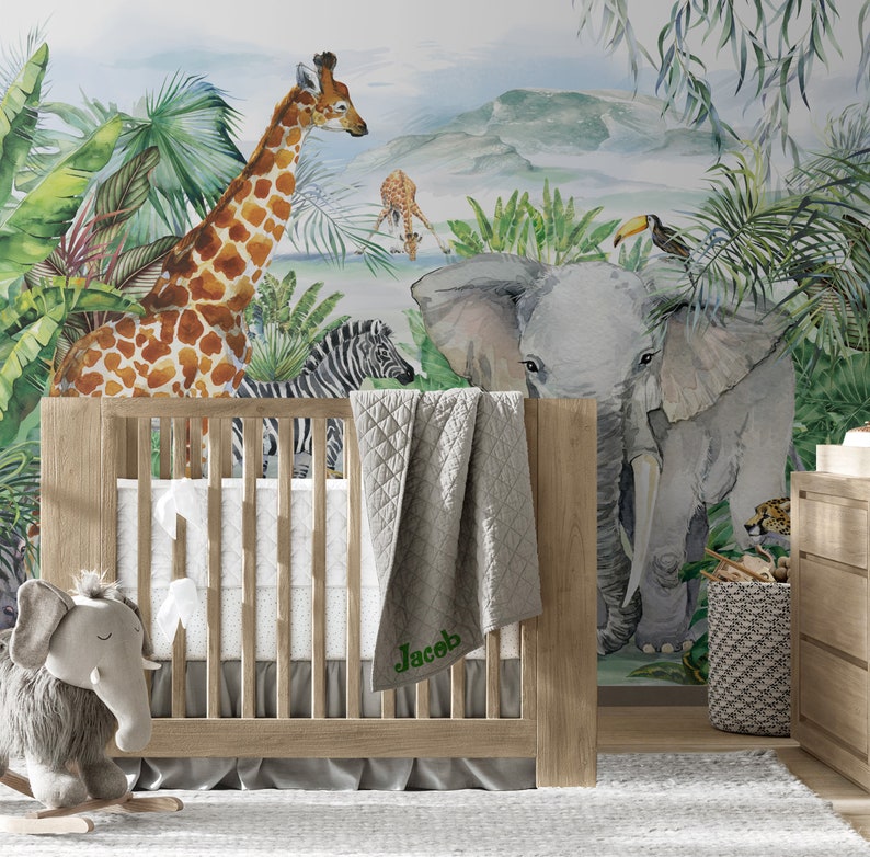 Jungle Mural Repositionable Removable Wallpaper Peel & Stick | Etsy