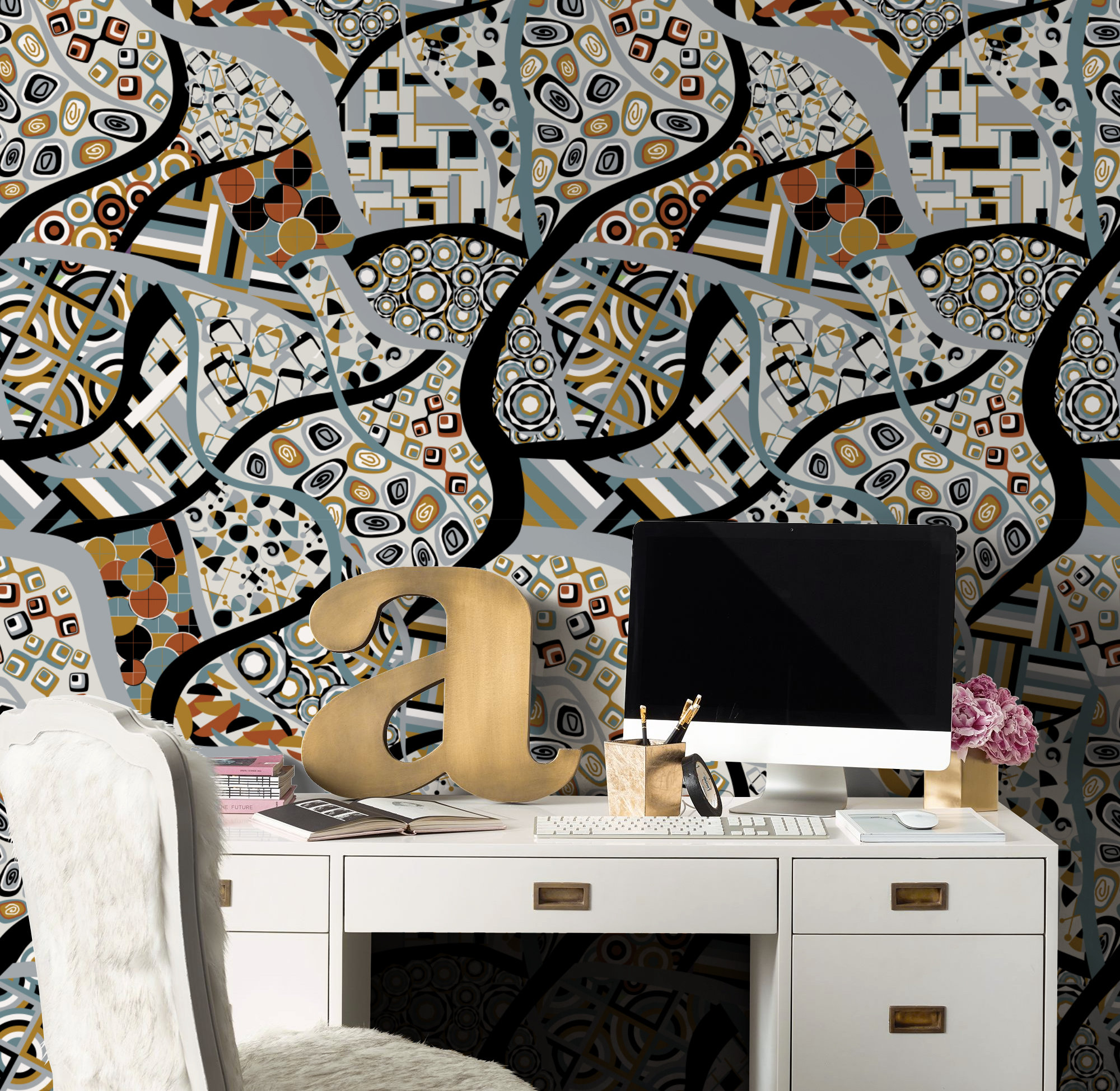 Abstract Design Repositionable Wallpaper Peel & Stick | Etsy