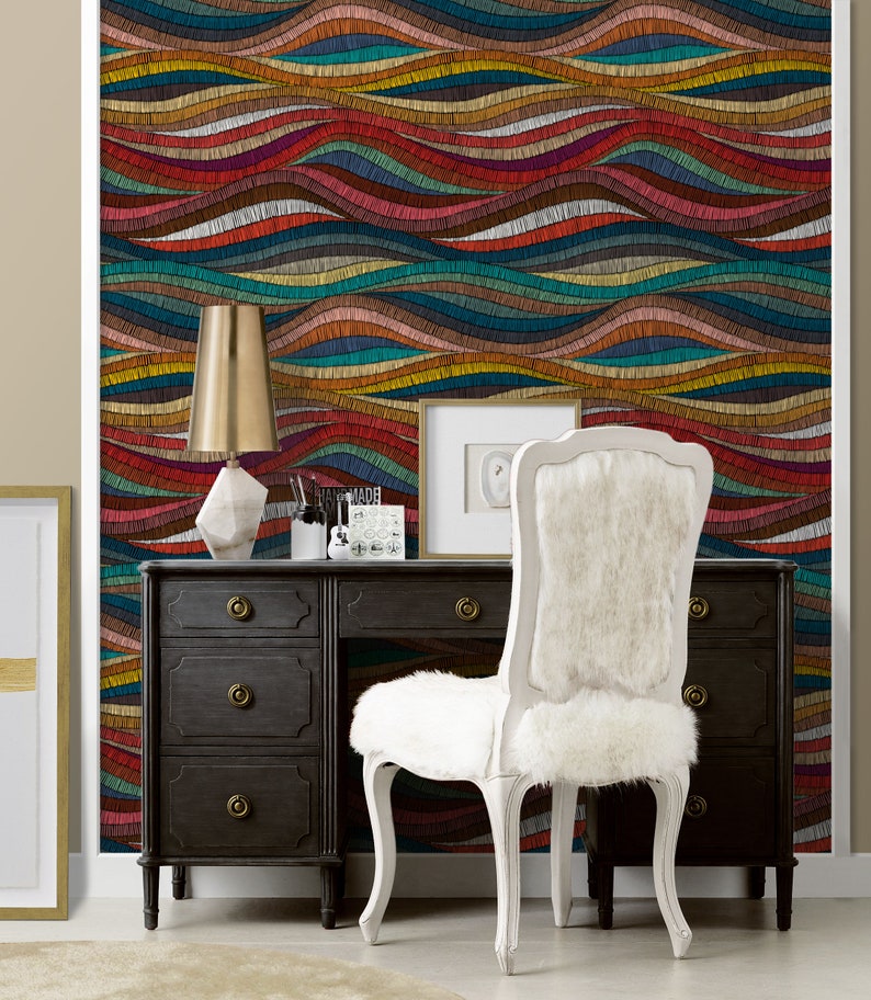 Abstract Repositionable Removable Wallpaper, Peel & Stick Fabric ...