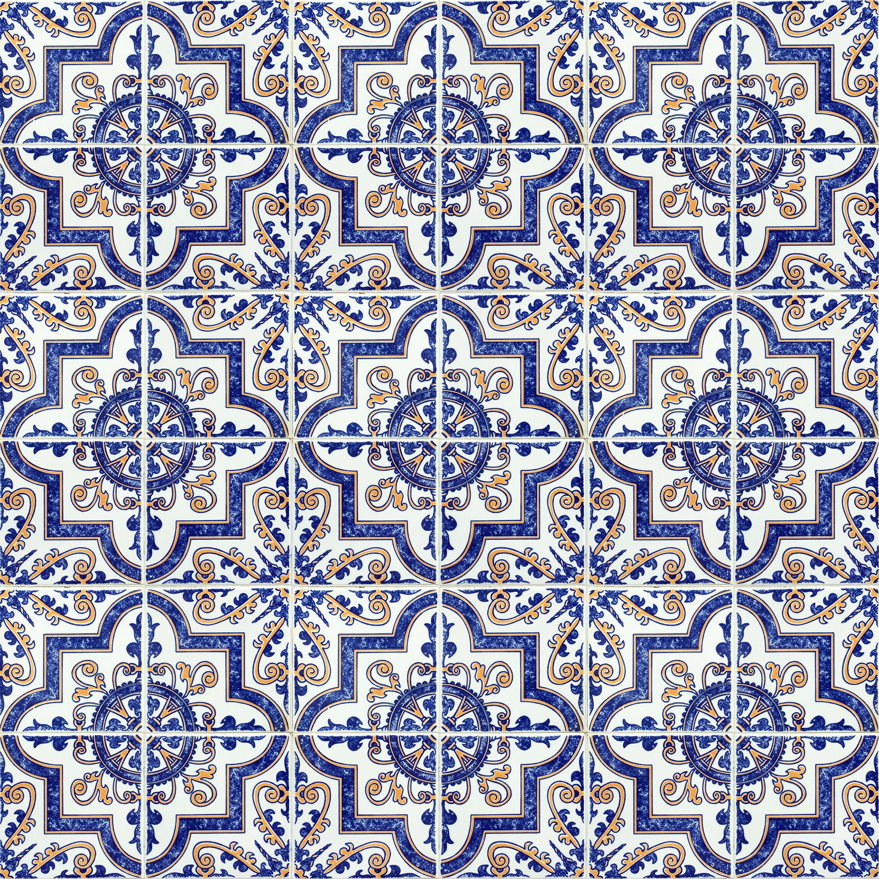 Blue Moroccan Tile Repositionable Removable Wallpaper Peel & - Etsy
