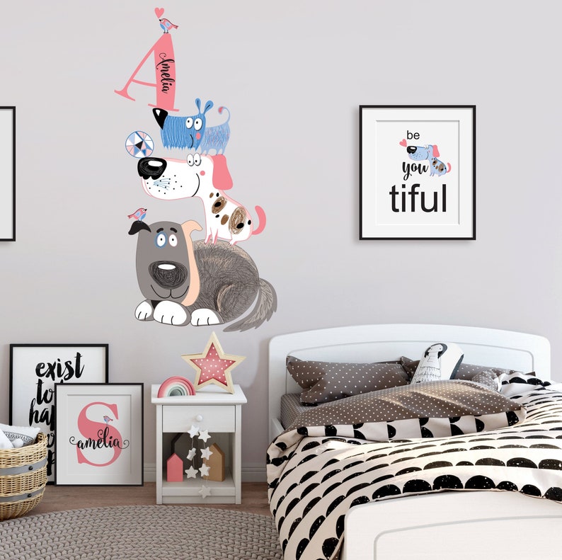 Dogs Puppy Themed Personalized Name Custom Initial | Etsy