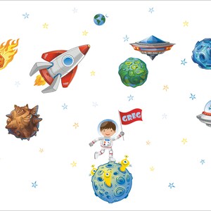 Space Ship, Rocket Ship, Personalized Name, Repositionable Wall Decal ...