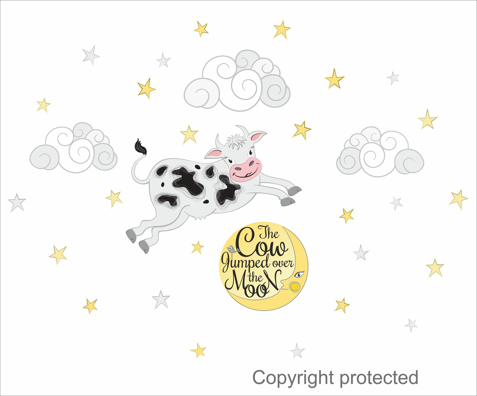 The Cow Jumped Over the Moon Classic Nursery Rhyme Repositionable ...