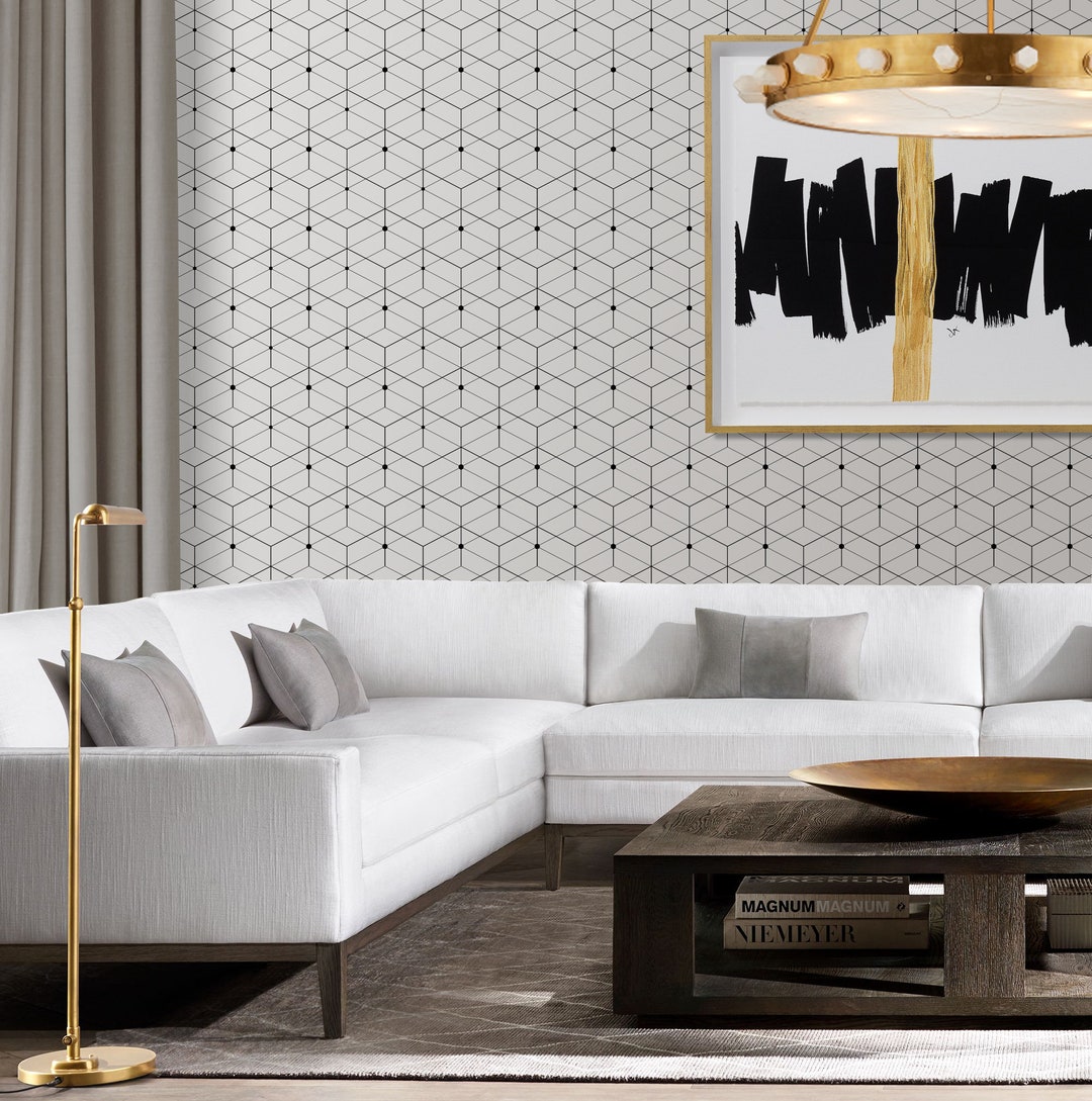 Geometric Pattern Repositionable Wallpaper, Peel and Stick Wallpaper ...
