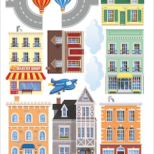 City Repositionable Wall Decal, Kids Room Mural, Town Reusable Wall ...