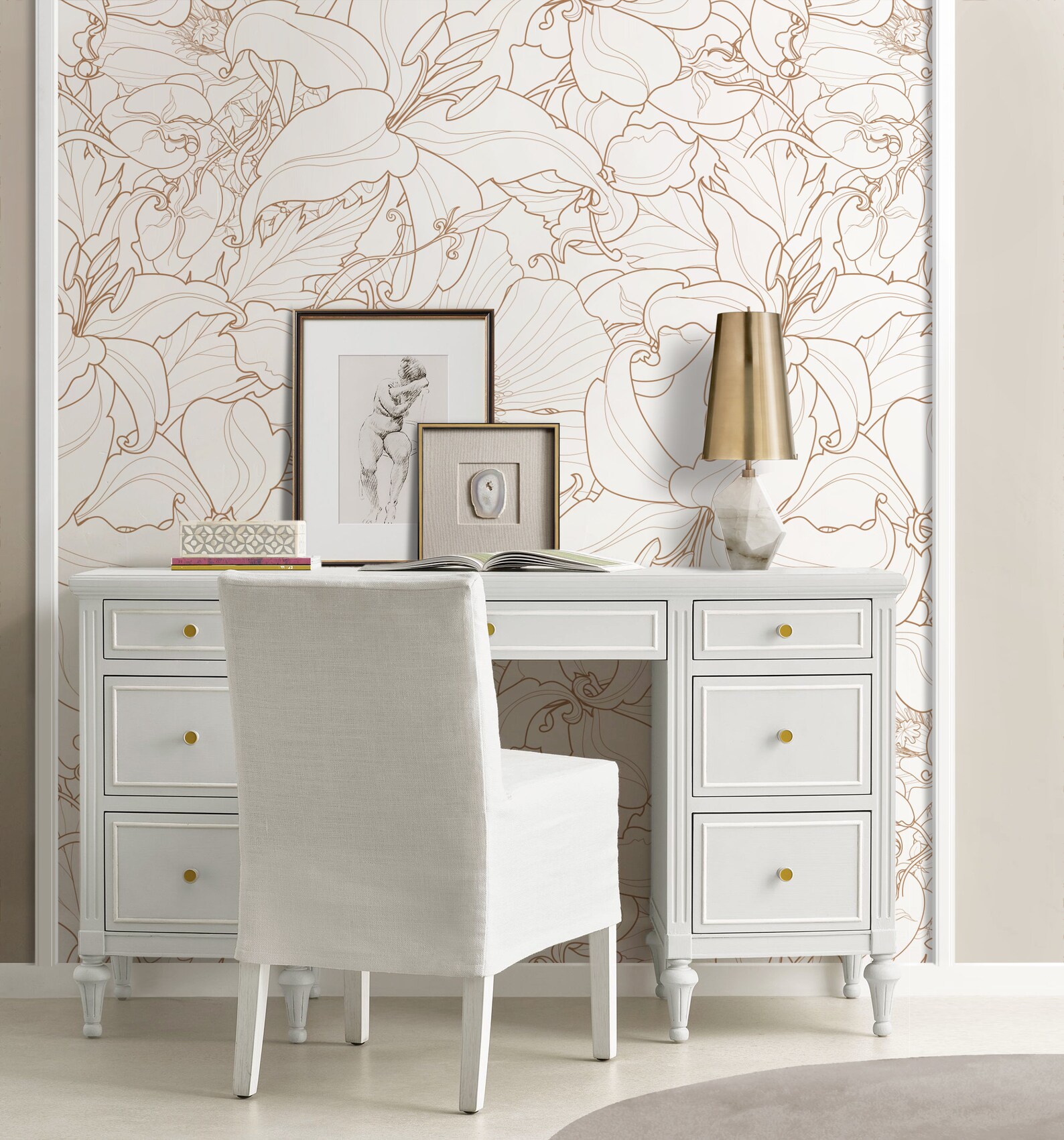 Floral Repositionable Removable Wallpaper, Peel and Stick Wallpaper ...
