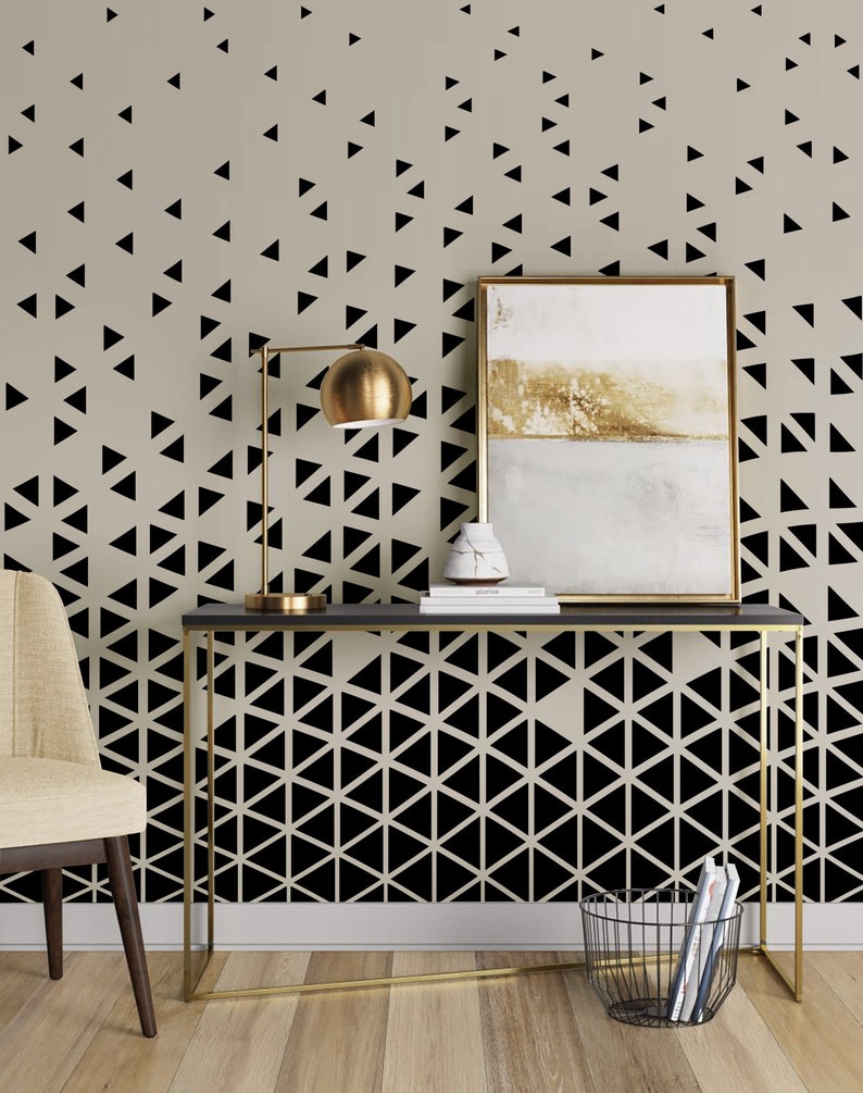 Geometric Pattern Repositionable Wallpaper, Peel and Stick Wallpaper ...