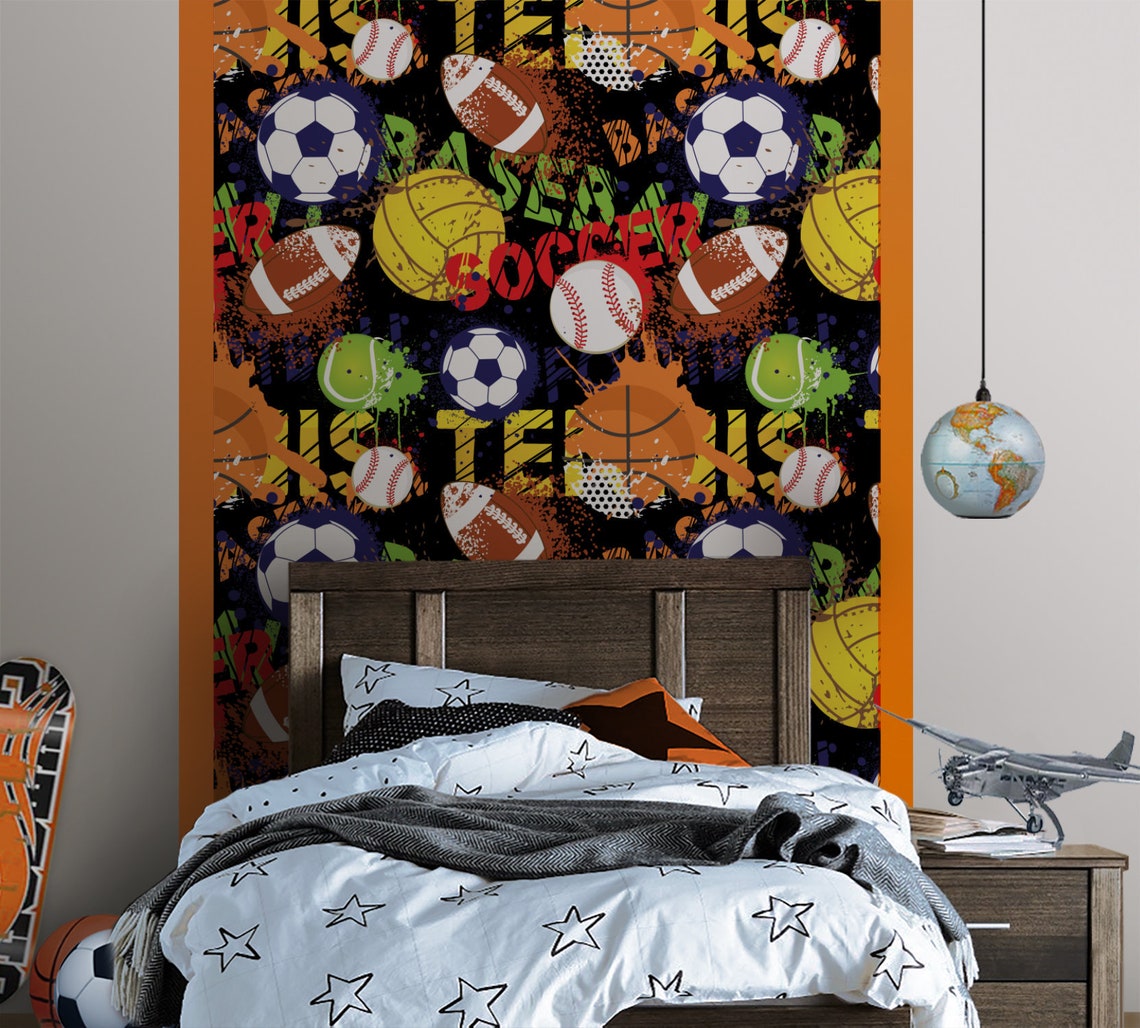Sports Personalized Repositionable Wallpaper, Peel & Stick Fabric ...
