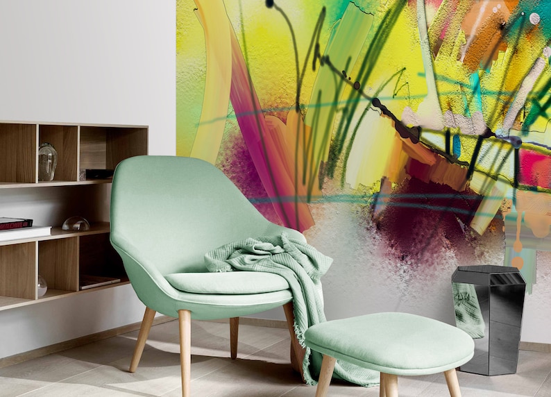 Abstract Repositionable Wallpaper, Peel & Stick Fabric Wallpaper ...