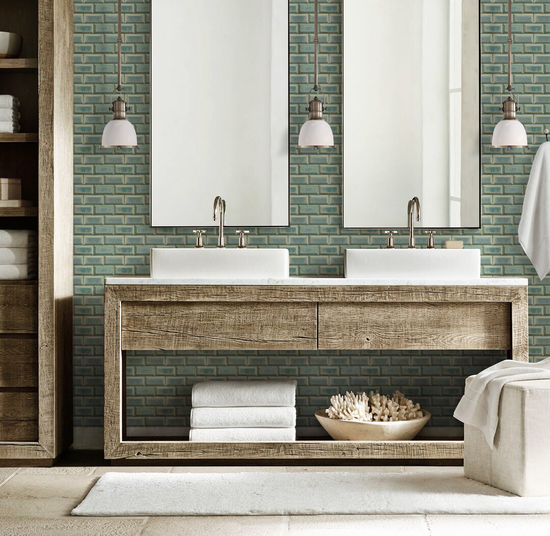 Ceramic Glass Mosaic Tile Repositionable Removable Wallpaper, Peel and ...
