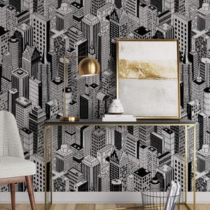 Architectural Pattern, Skyscrapers Repositionable Wallpaper, Peel ...