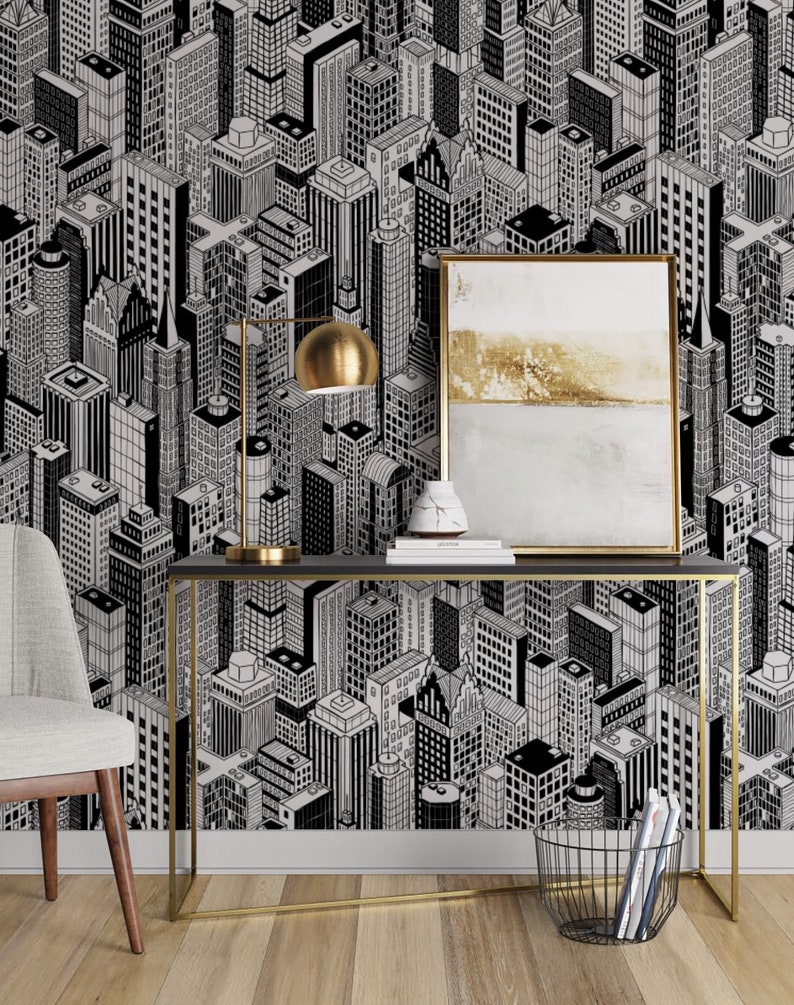 Architectural Pattern, Skyscrapers Repositionable Wallpaper, Peel ...