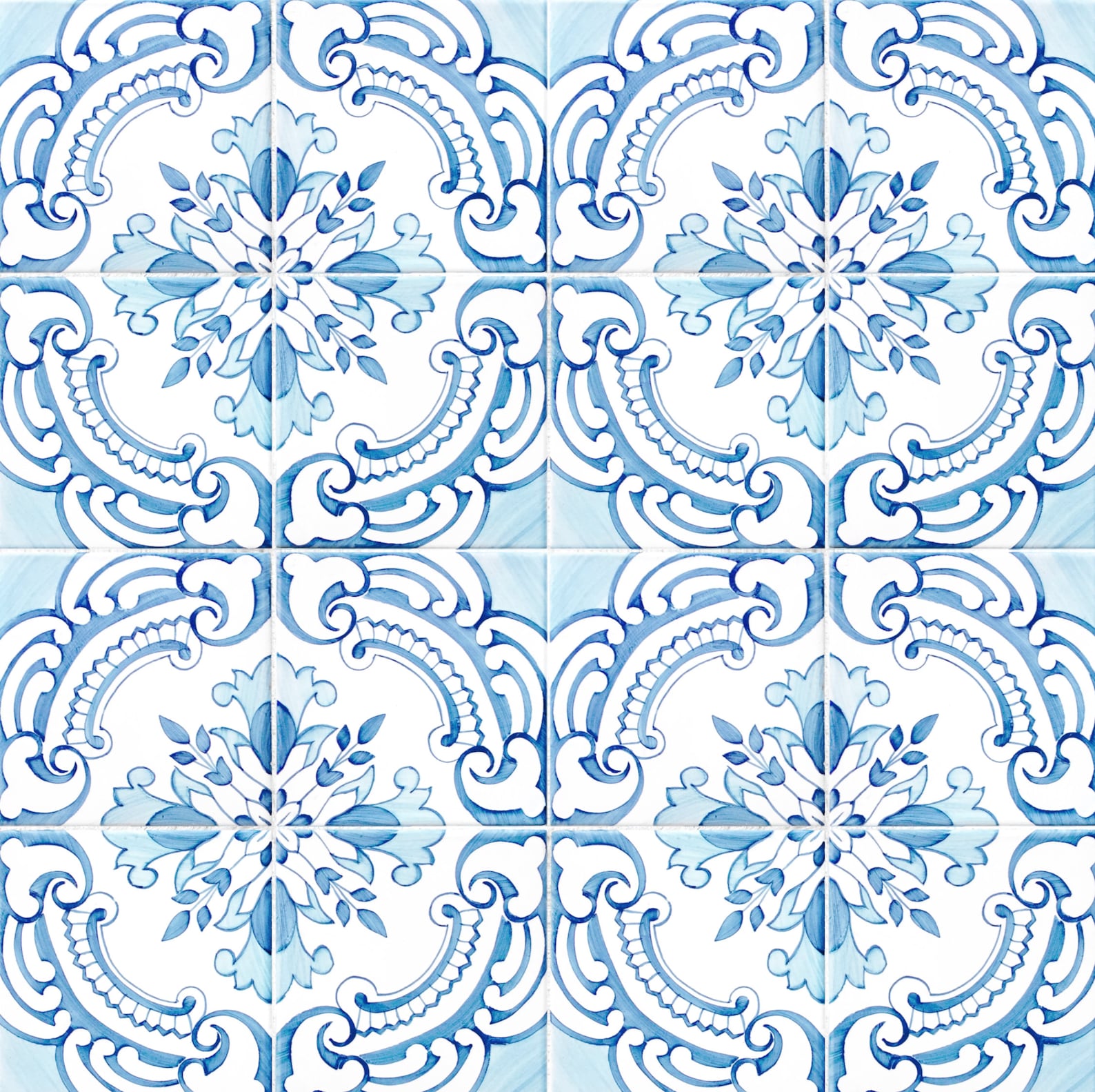 Blue Moroccan Tile Repositionable Removable Wallpaper Peel & - Etsy