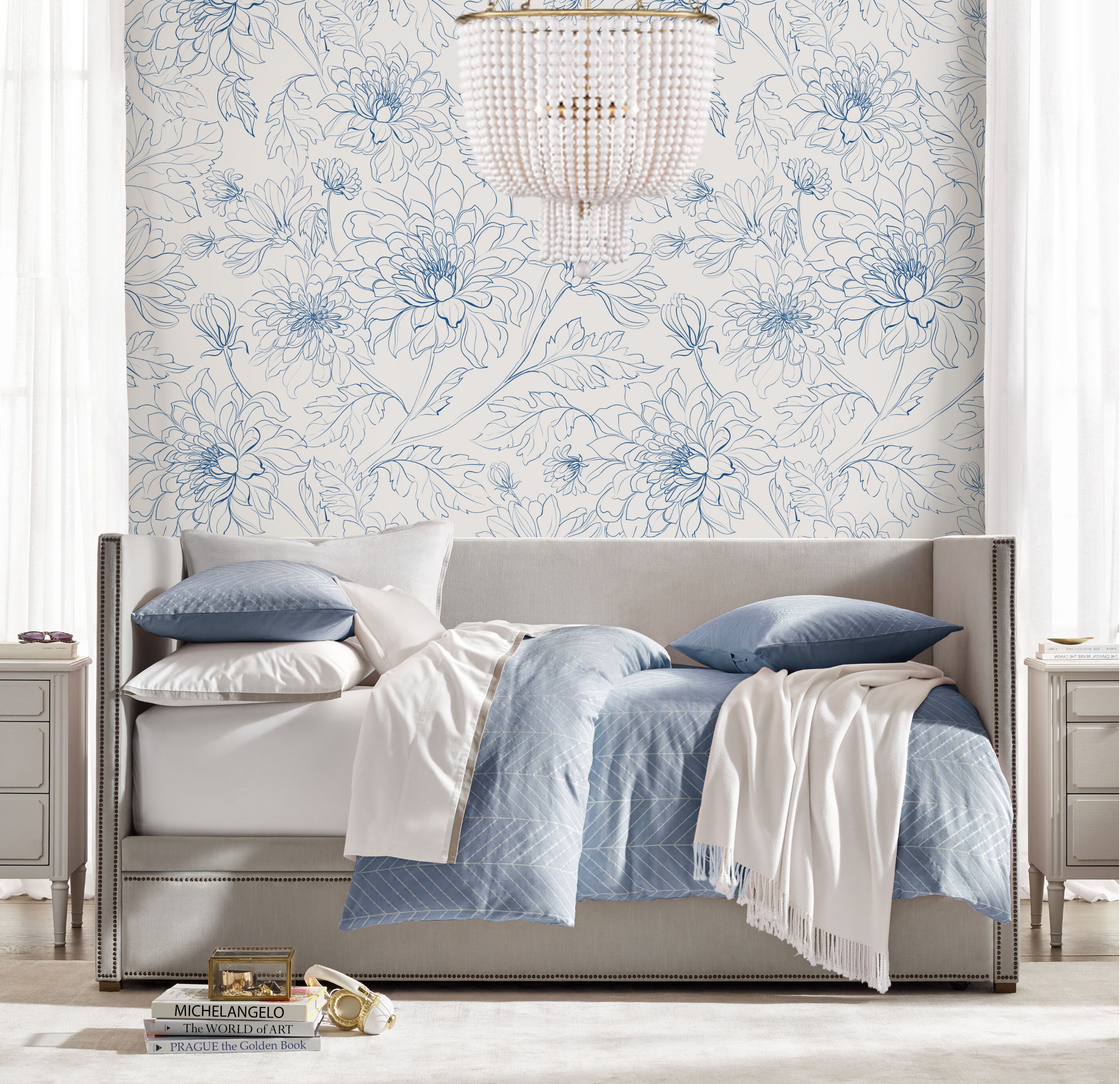 Floral Repositionable Wallpaper, Peel & Stick Wallpaper, Self Adhesive ...