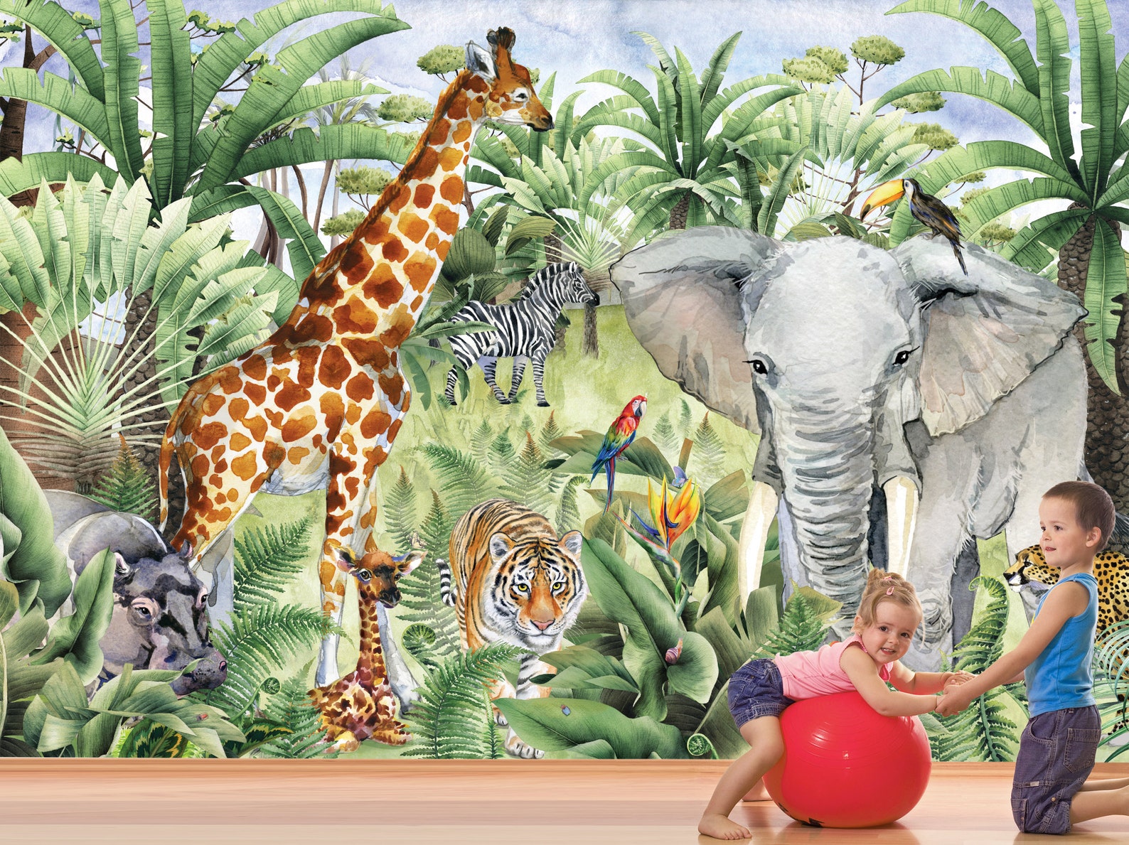 Jungle Mural Repositionable Removable Fabric Wallpaper Peel & - Etsy